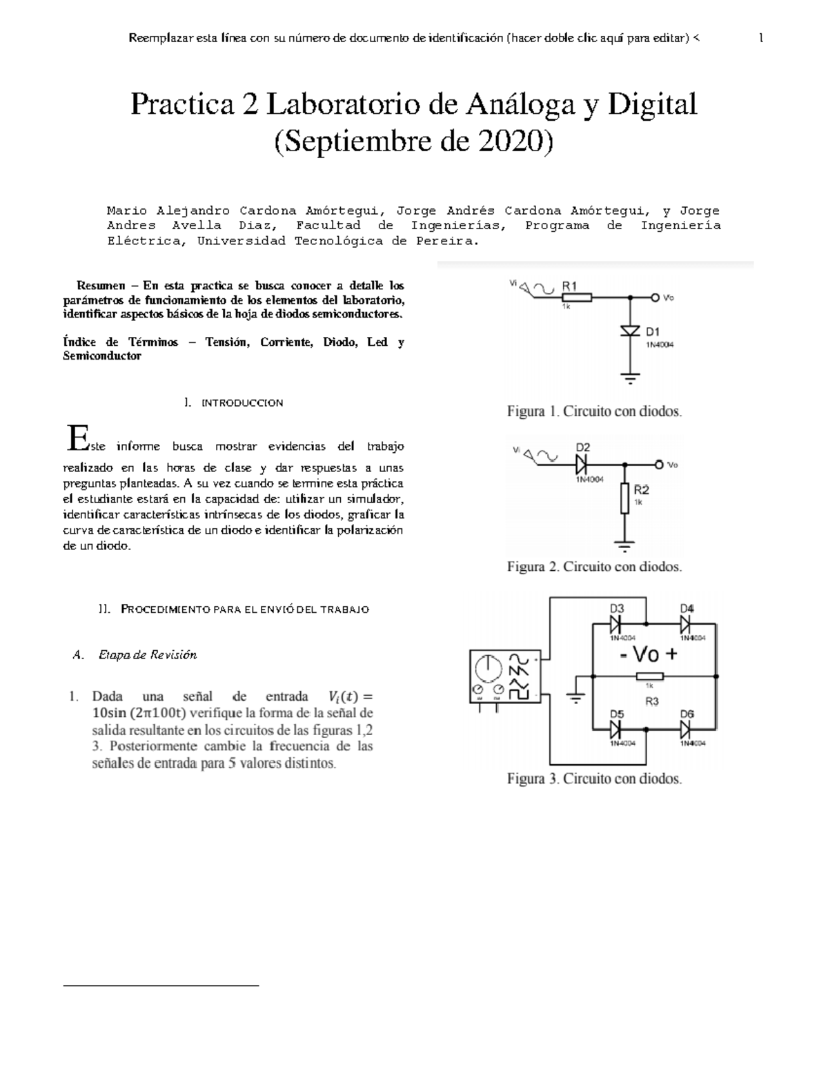 Informe 2 analoga - Resumen – En esta practica se busca conocer a ...