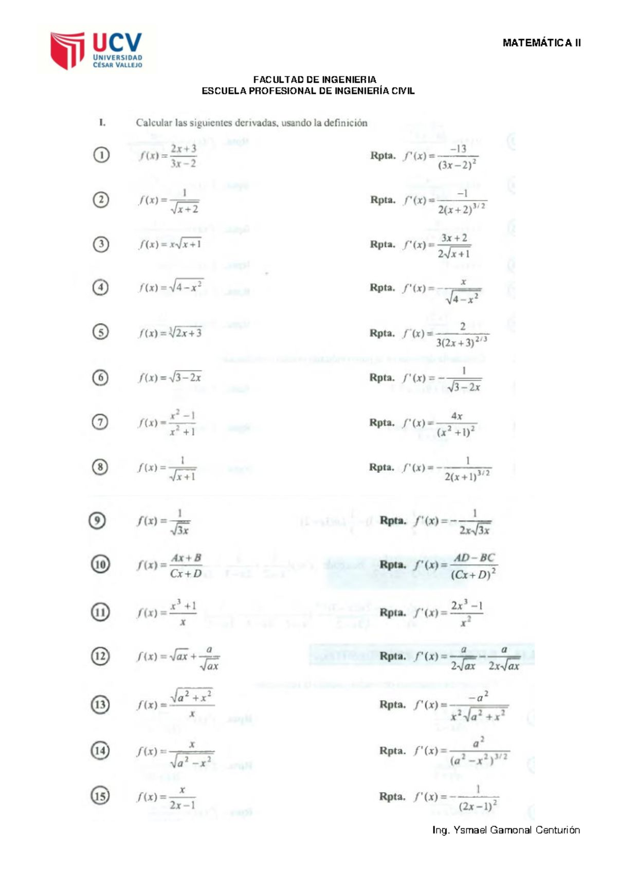 LAB. Matemática II - perpestica de la ingeieria - MATEMÁTICA II Ing ...