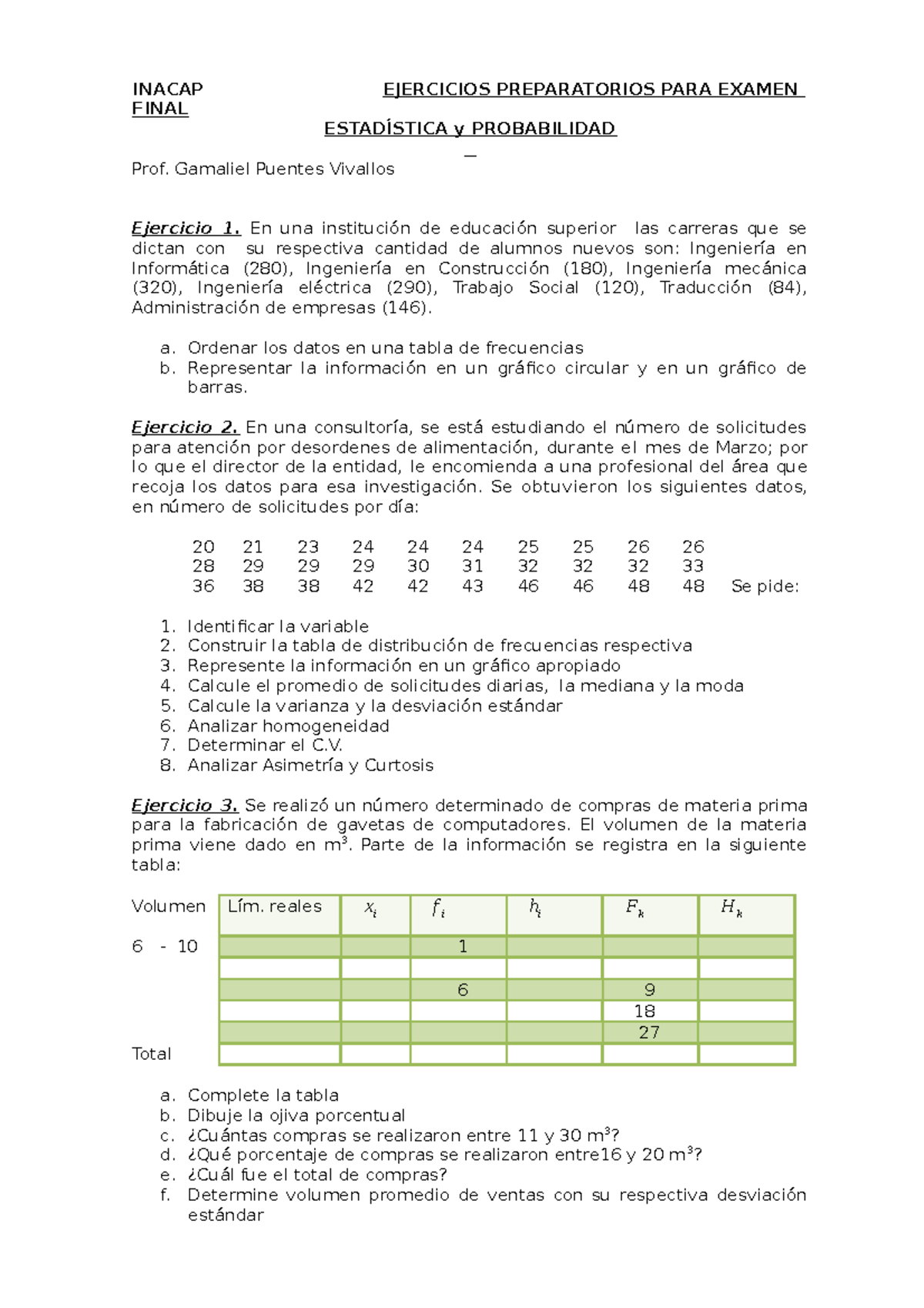 309662765- Ejercicios-estadistica - INACAP EJERCICIOS PREPARATORIOS ...