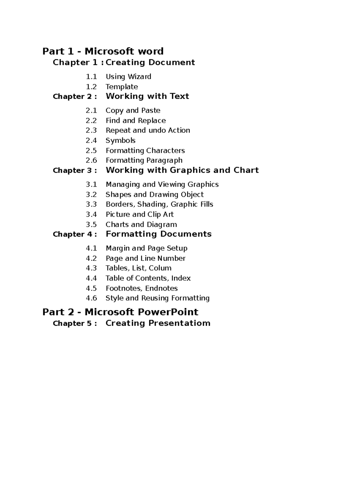 Bt9w2,1 - ddddd - Part 1 - Microsoft word Chapter 1 :Creating Document ...