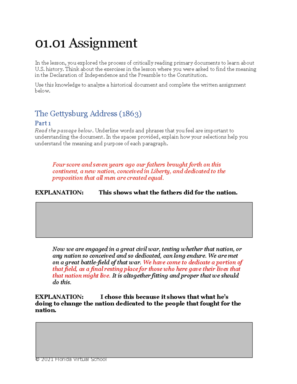 01.01 assignment v - 01 Assignment In the lesson, you explored the process of critically reading ...
