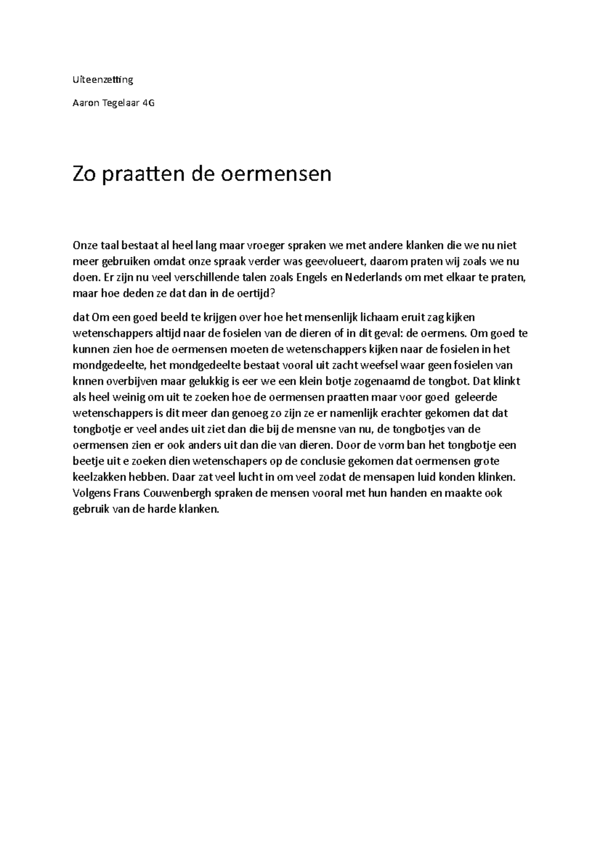 Uiteenzetting inleiding en alinea middenstuk - Uiteenzetting Aaron ...