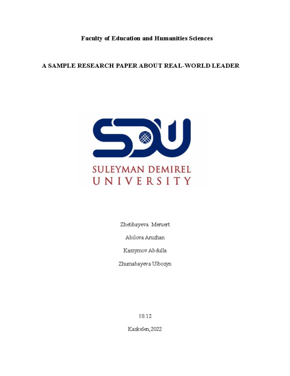 REAL World Leader - Faculty of Education and Humanities Sciences A ...