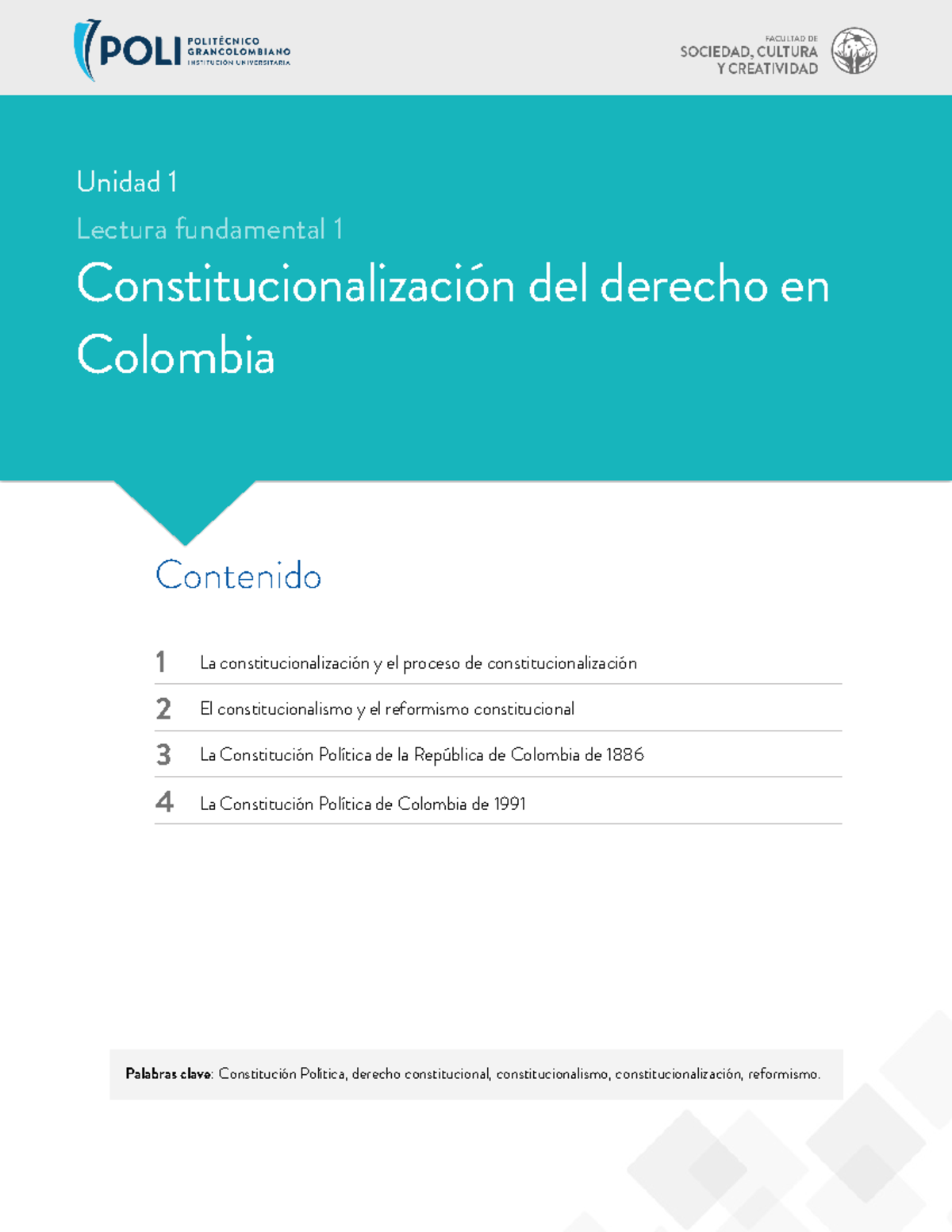1 Lectura fundamental 1 - Palabras clave: Constitución Política ...