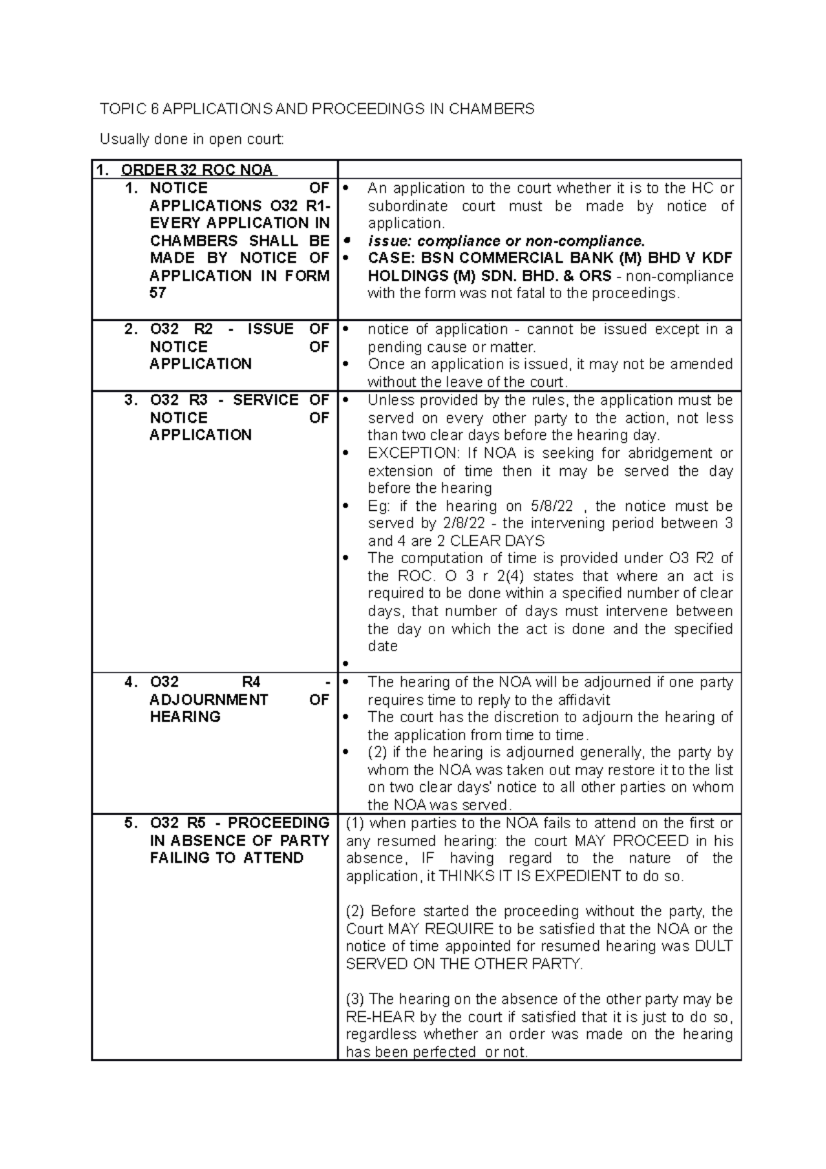 CP Topic 6 - TOPIC 6 APPLICATIONS AND PROCEEDINGS IN CHAMBERS Usually ...