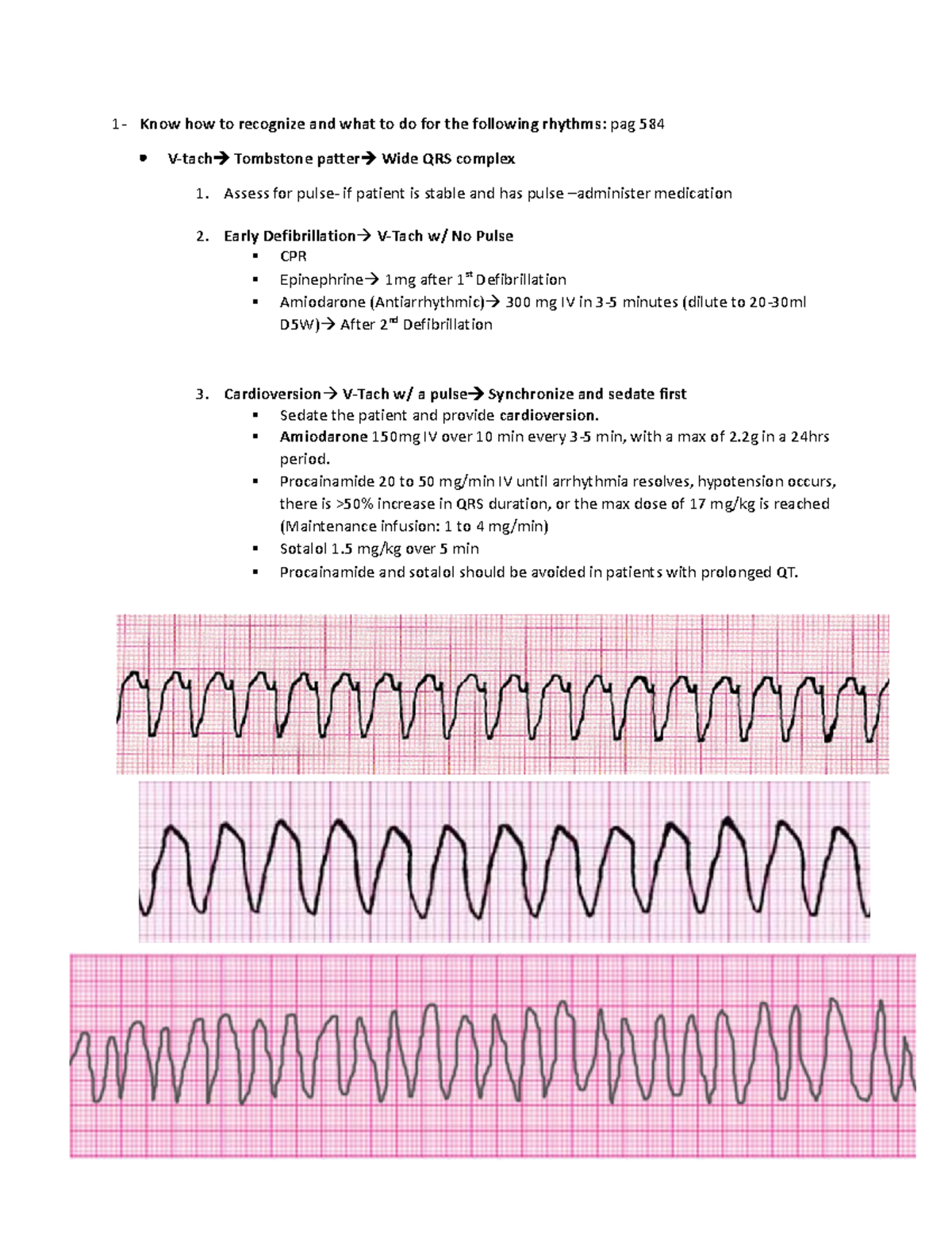 Code management - 1- Know how to recognize and what to do for the following rhythms: pag 584 ...