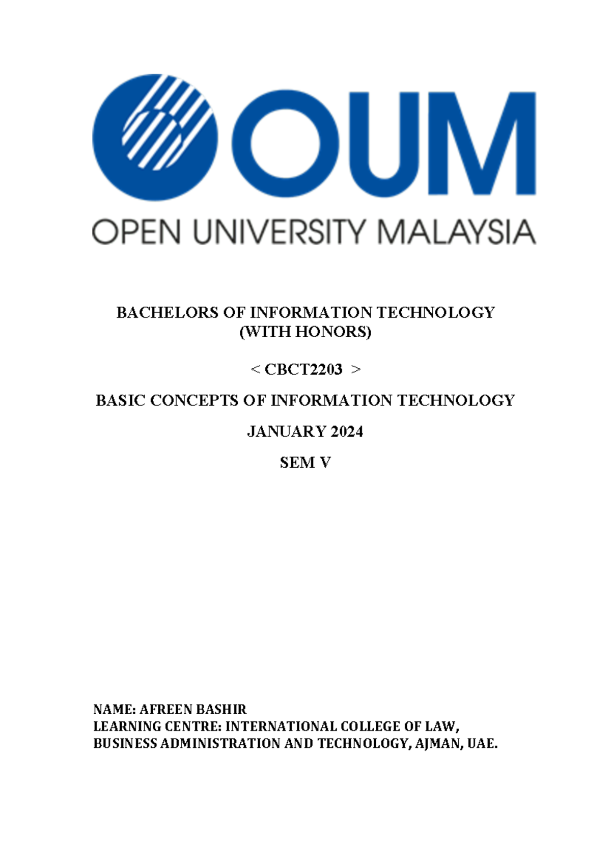 Basic OF IT Assignment - BACHELORS OF INFORMATION TECHNOLOGY (WITH ...