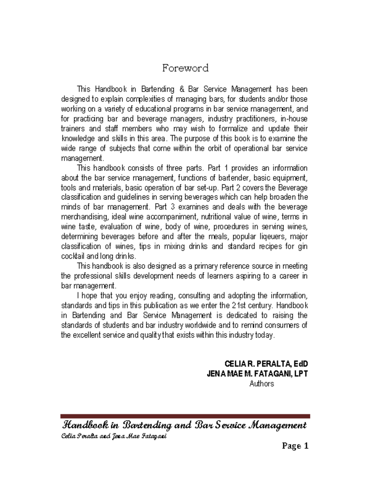 Module in bar service and bartending - Handbook in Bartending and Bar ...