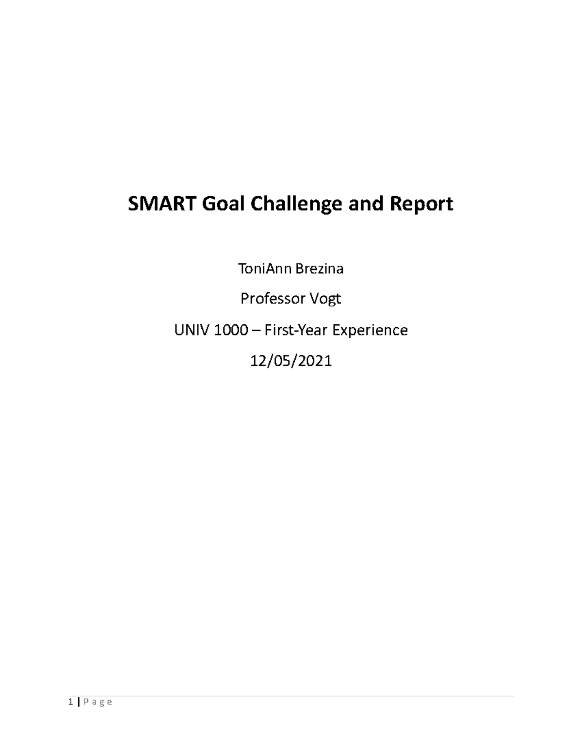 Smart Goals Challenge and Report Sample Template - SMART Goal Challenge ...