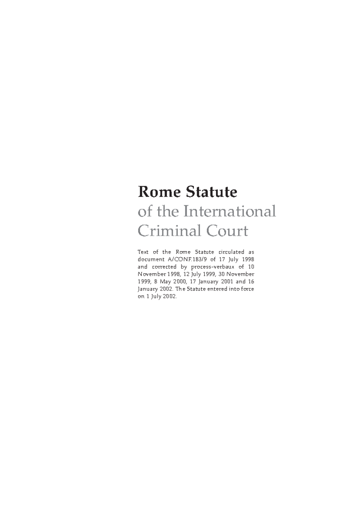 Statuut van rome english - Rome Statute of the International Criminal ...