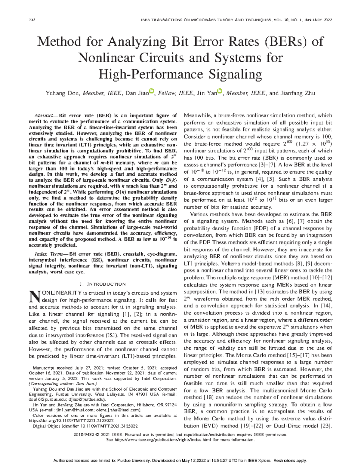 Method for Analyzing Bit Error Rates (BERs) - 732 IEEE TRANSACTIONS ON ...