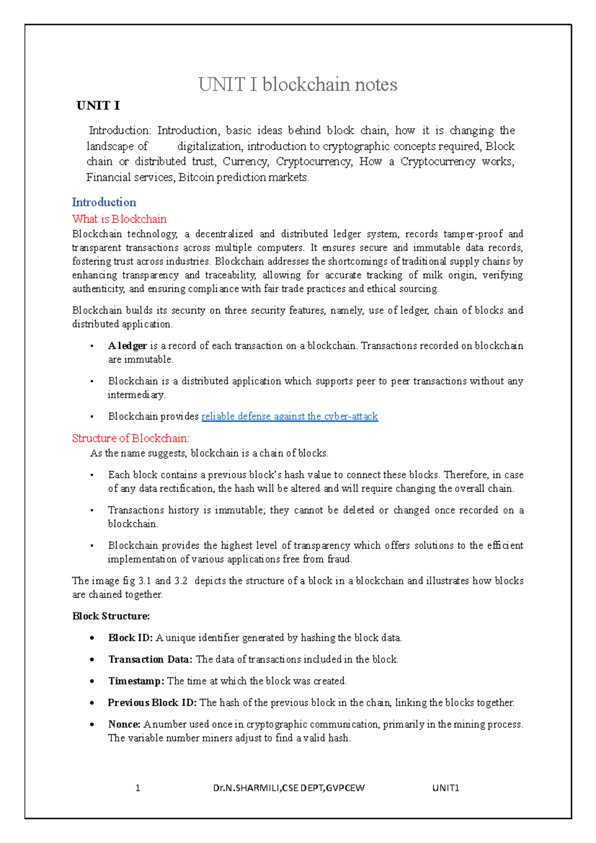 UNIT1Notes by Dr - This is the material for r20 regulation of jntuk ...