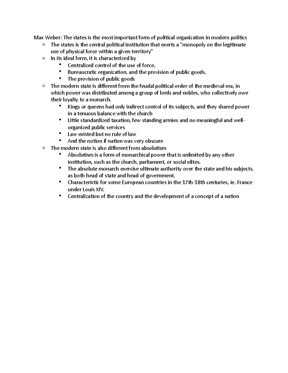 Max Weber and Failed states, and Theories - Max Weber: The states is ...