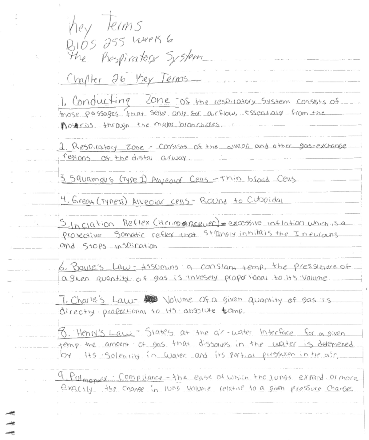 Week 6 key terms - Notes - bios251 - Chamberlain University - Studocu