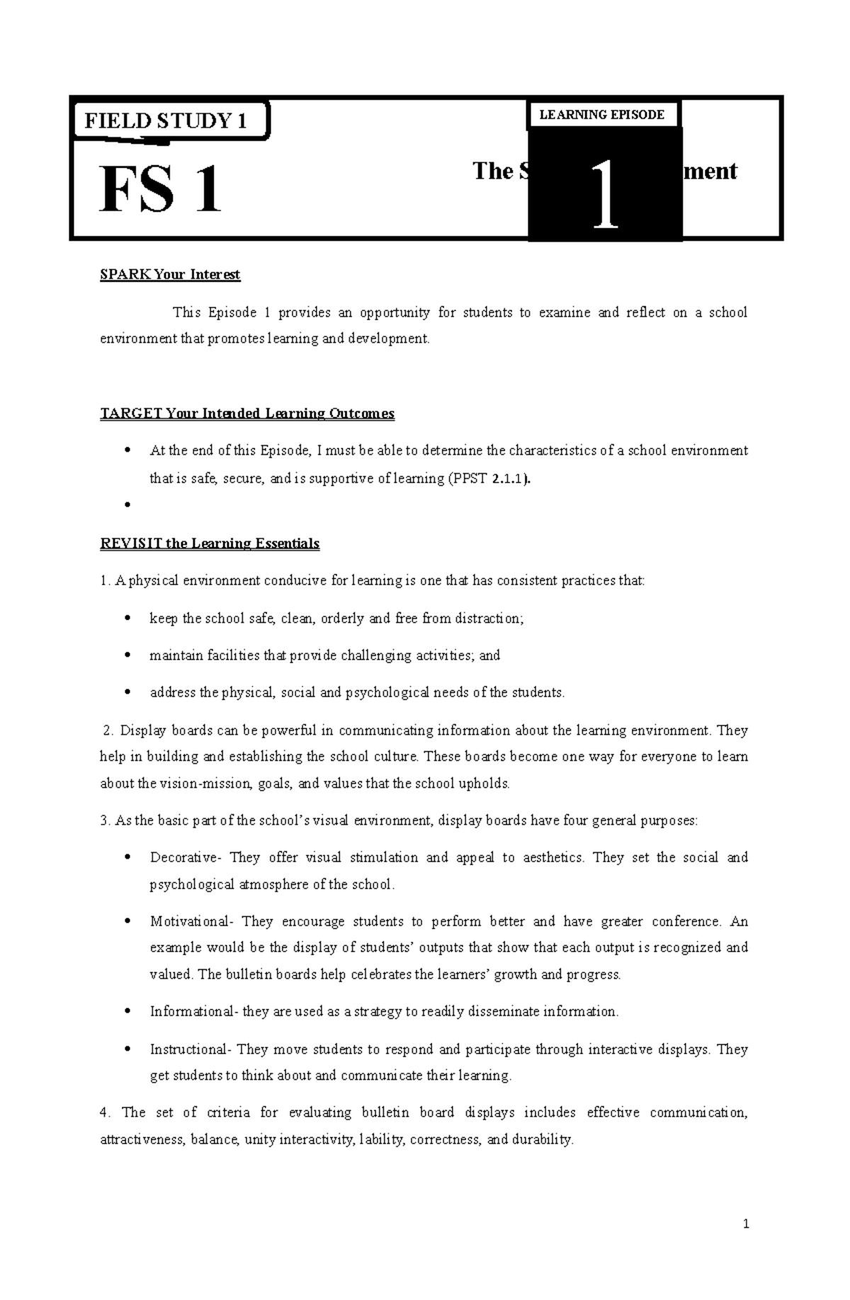 Module-1-FS1 - 123456 - m SPARK Your Interest environment that promotes ...