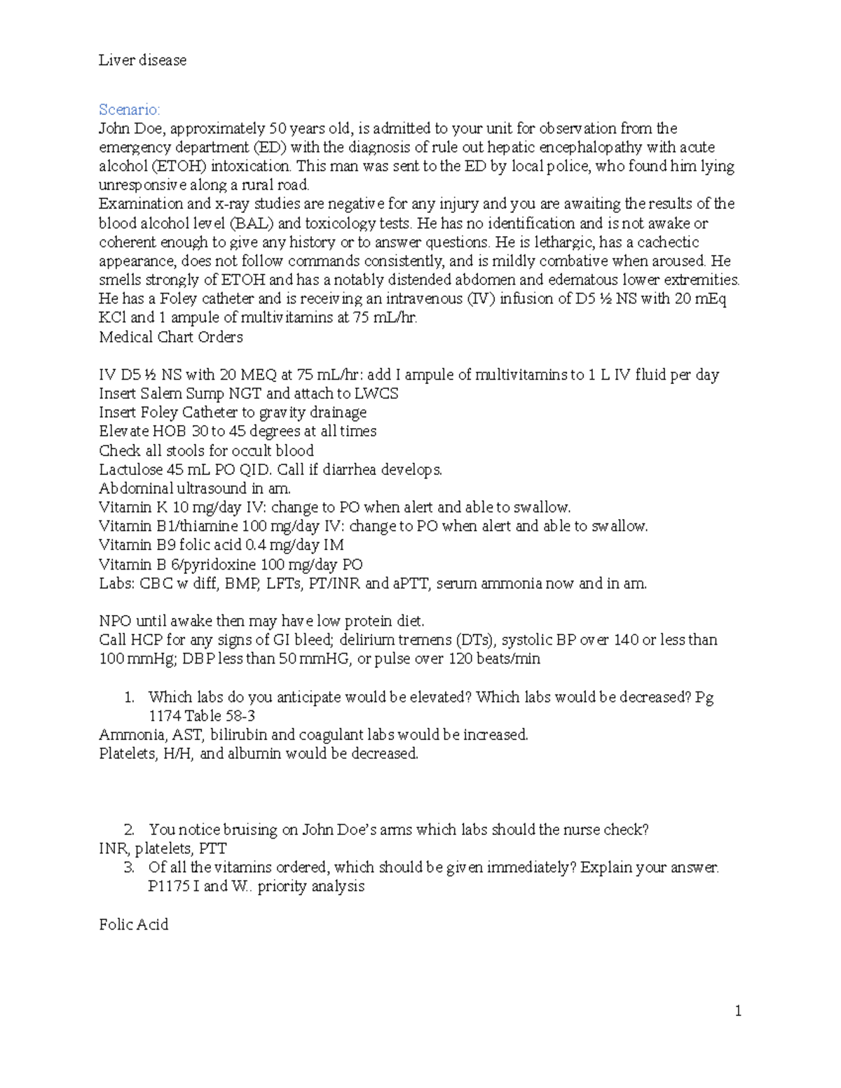 John Doe liver - Liver disease Scenario: John Doe, approximately 50 ...