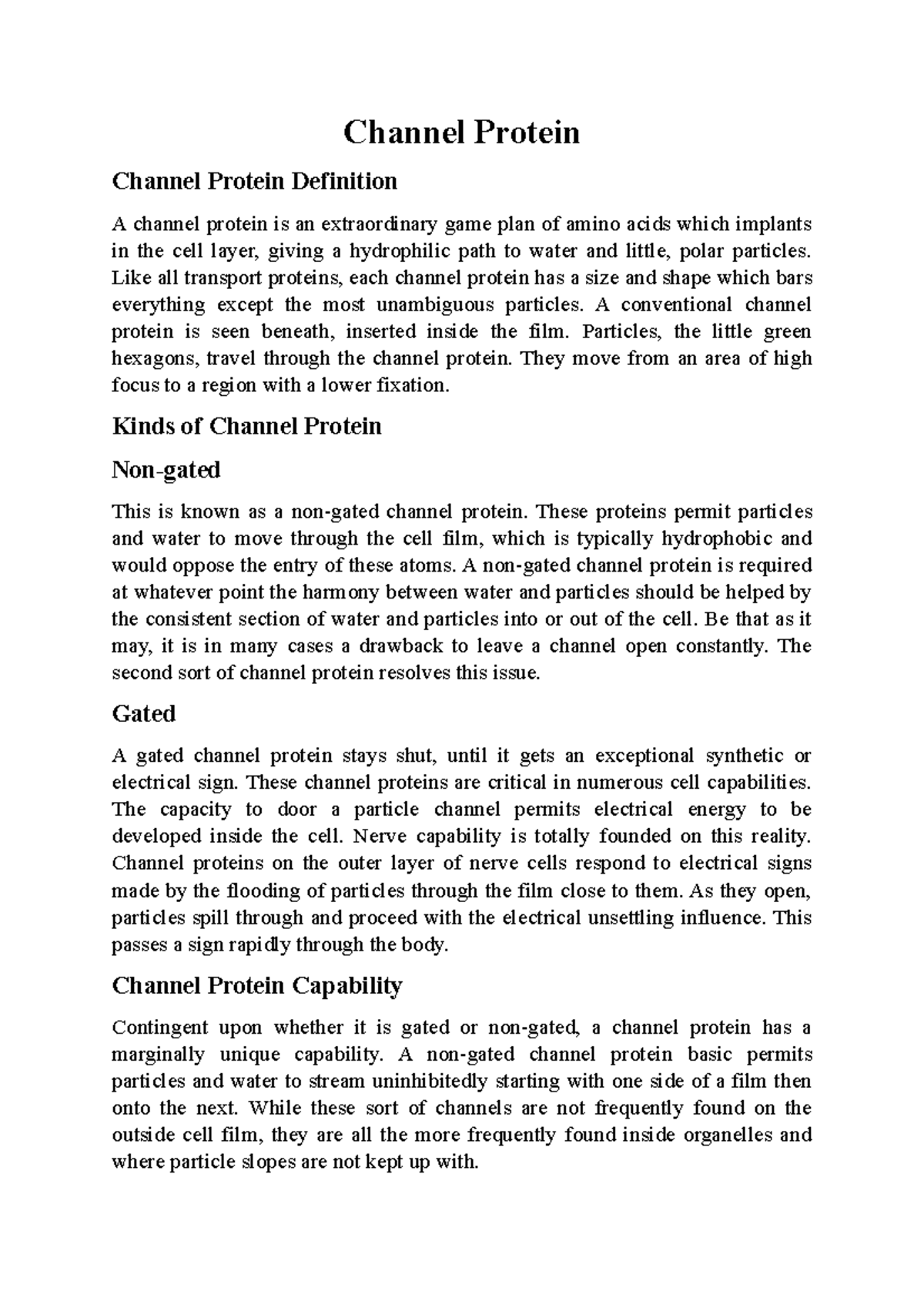 Channel Protein - Channel Protein Channel Protein Definition A channel ...