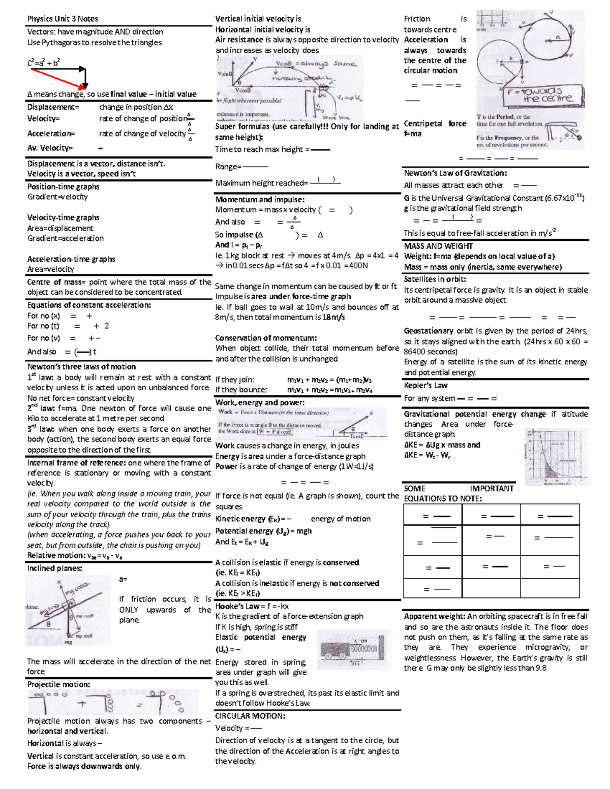 4263physics Unit 3 Notes Physics Unit 3 Notes Vectors Have Magnitude And Direction Use 