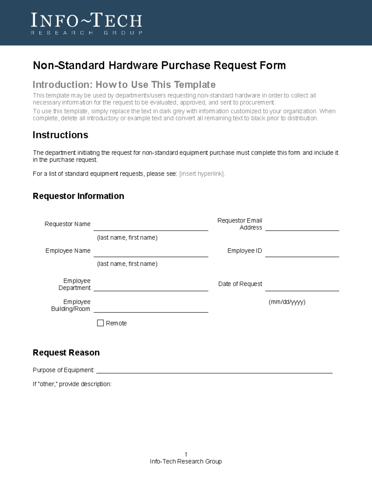11 Non Standard Hardware Request Form - Non-Standard Hardware Purchase ...
