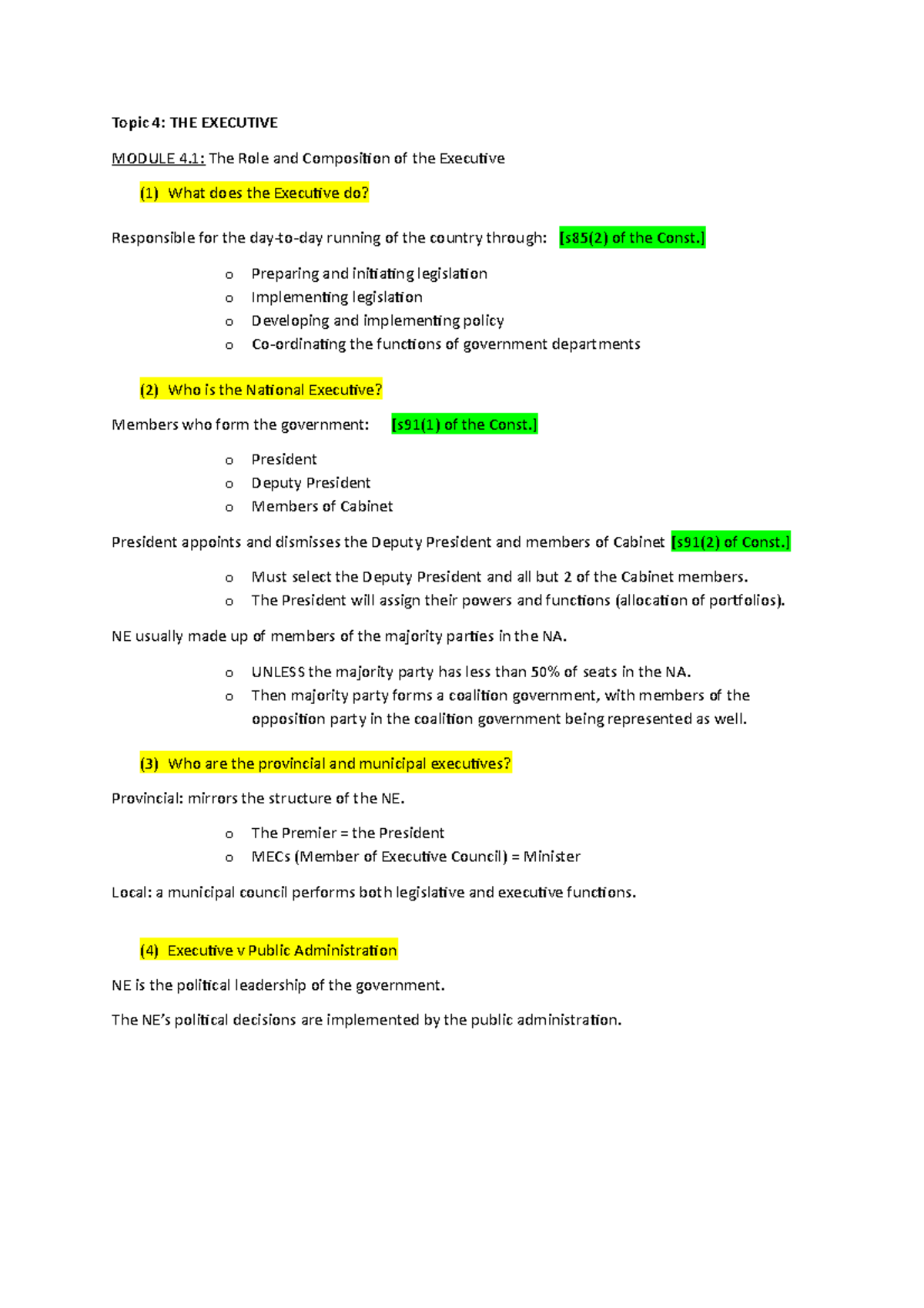 The Executive Module 4.1 - 4.4 Slide Summaries - Topic 4: THE EXECUTIVE ...