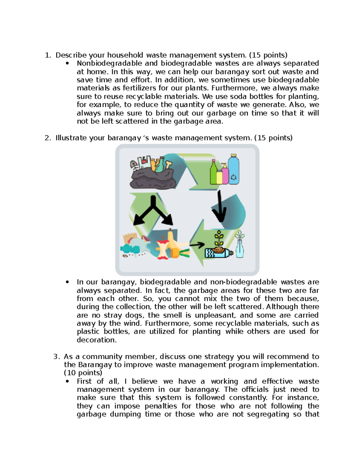 Wk10 - nstp - Describe your household waste management system. (15 ...
