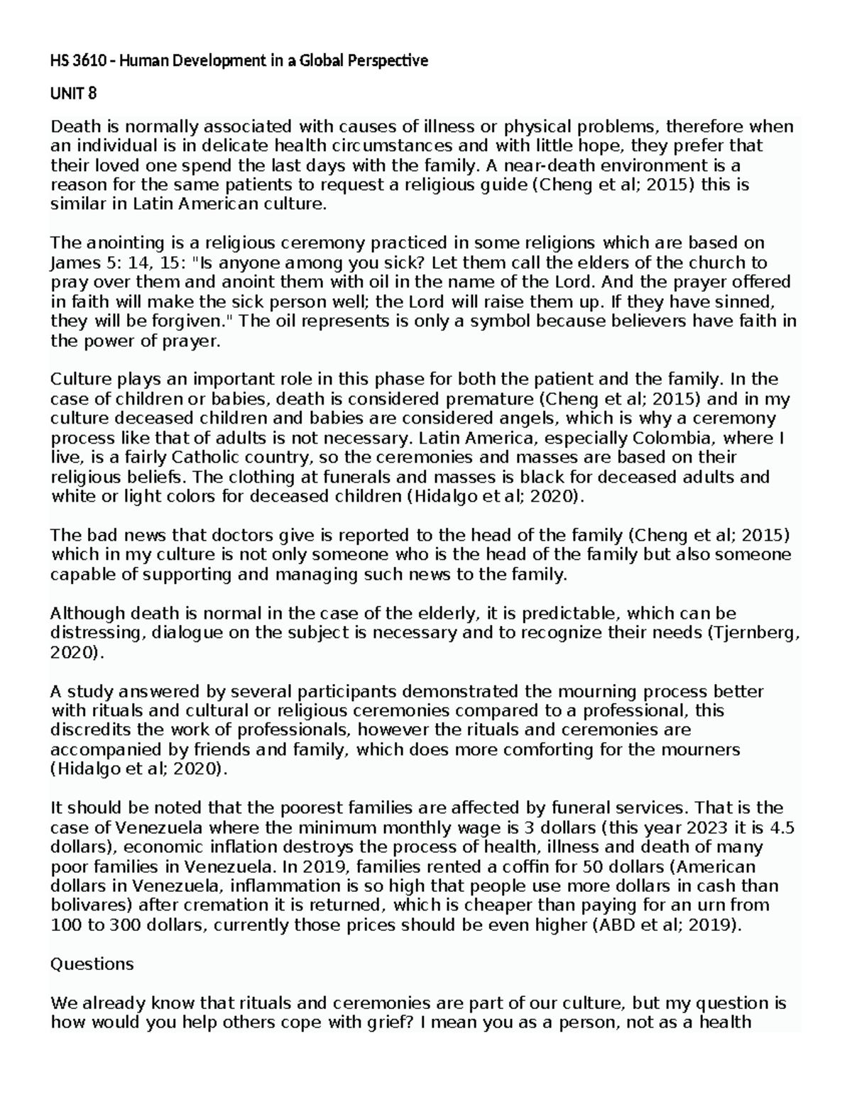 3610 DF8 Human Development in a Global Perspective - HS 3610 - Human Development in a Global ...