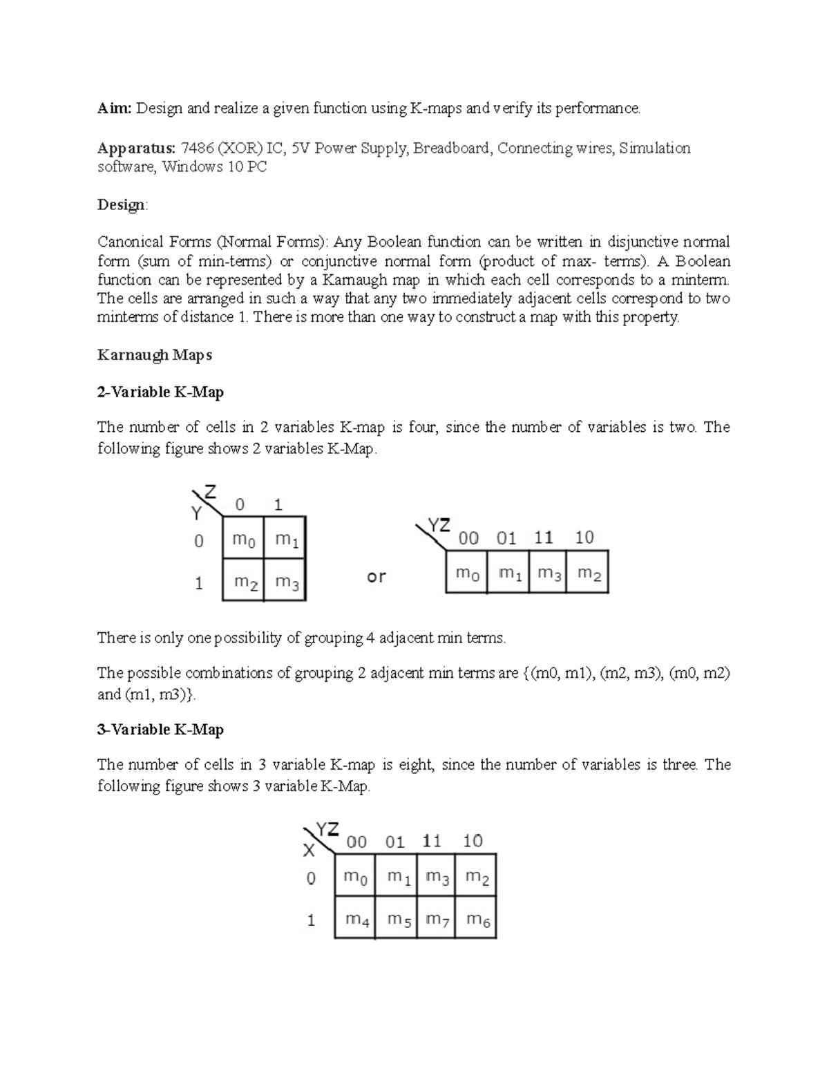 Experiment 4 - Gess - Aim: Design and realize a given function using K ...