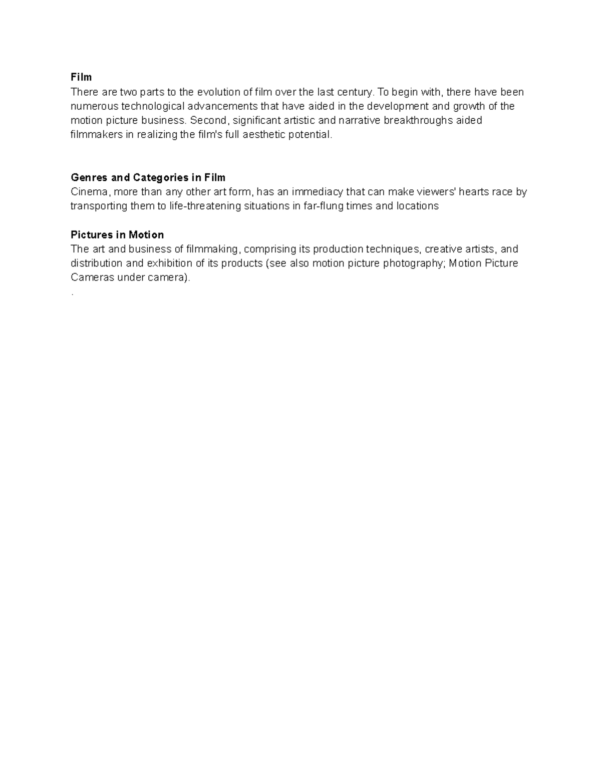 Lesson-IN-FILM - Lesson in film Notes in film - Film There are two ...