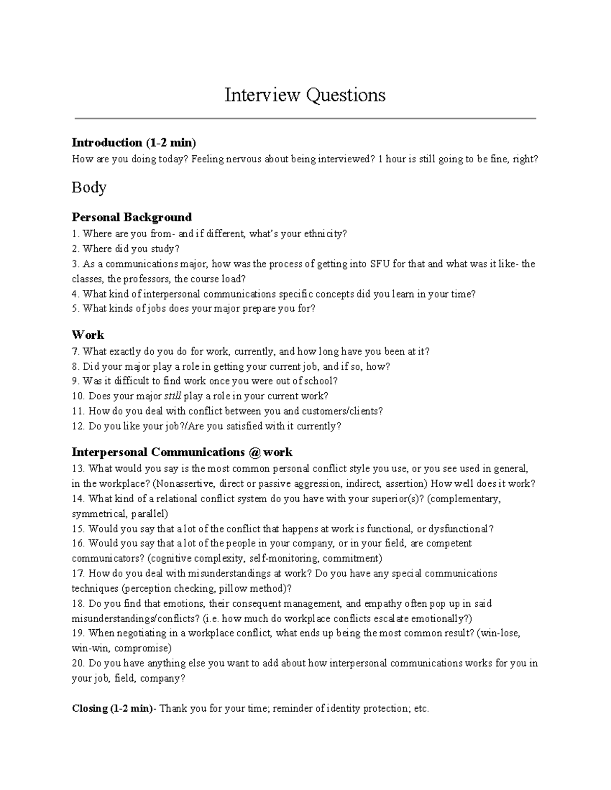 Cmns1216 assignment 2 interview questions - Interview Questions ...