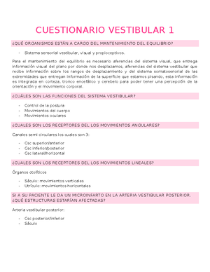 Clasificación de síntomas vestibulares - DE VESTIBULARES HACIA UNA ...