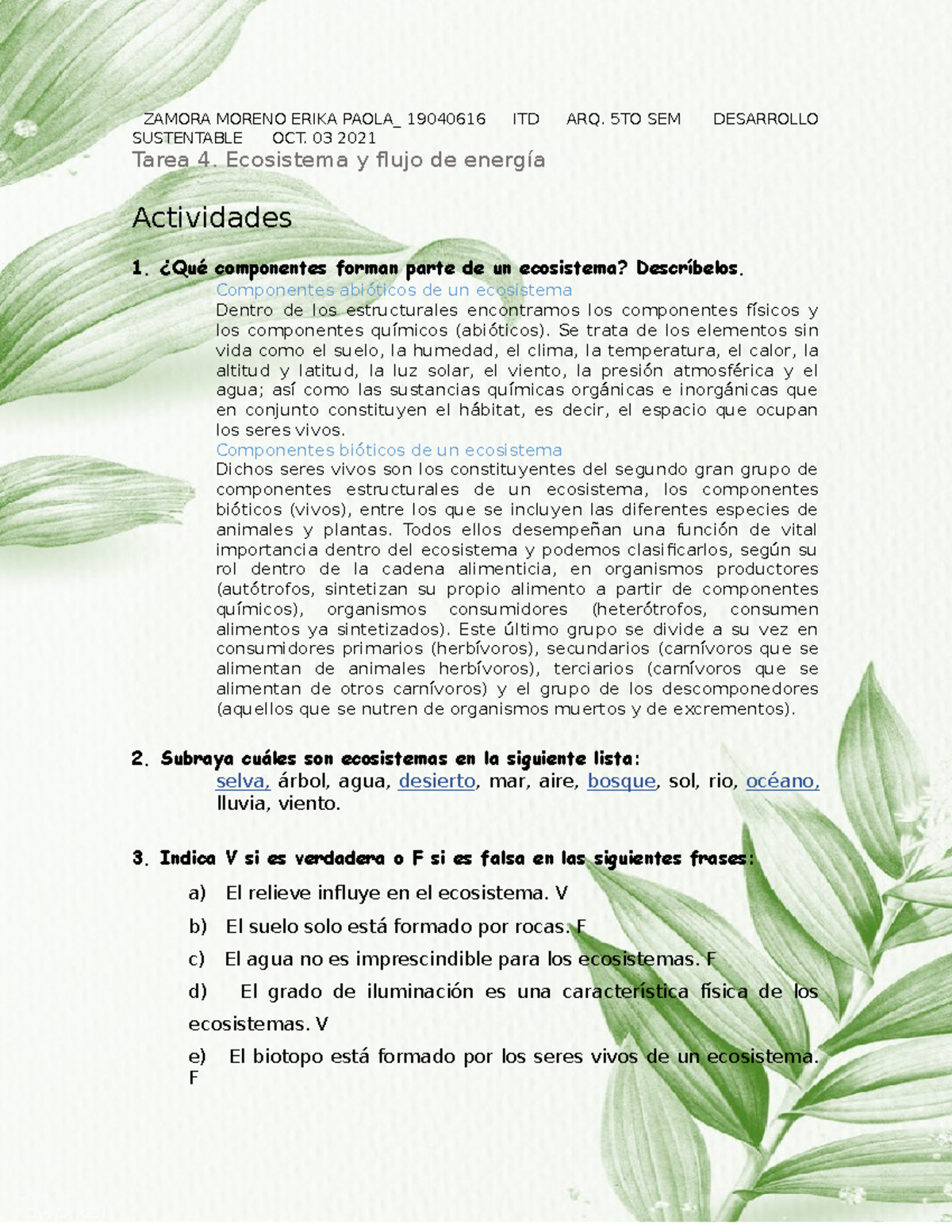 Tarea 4. Ecosistema y flujo de energía 19040616 - ZAMORA MORENO ERIKA ...