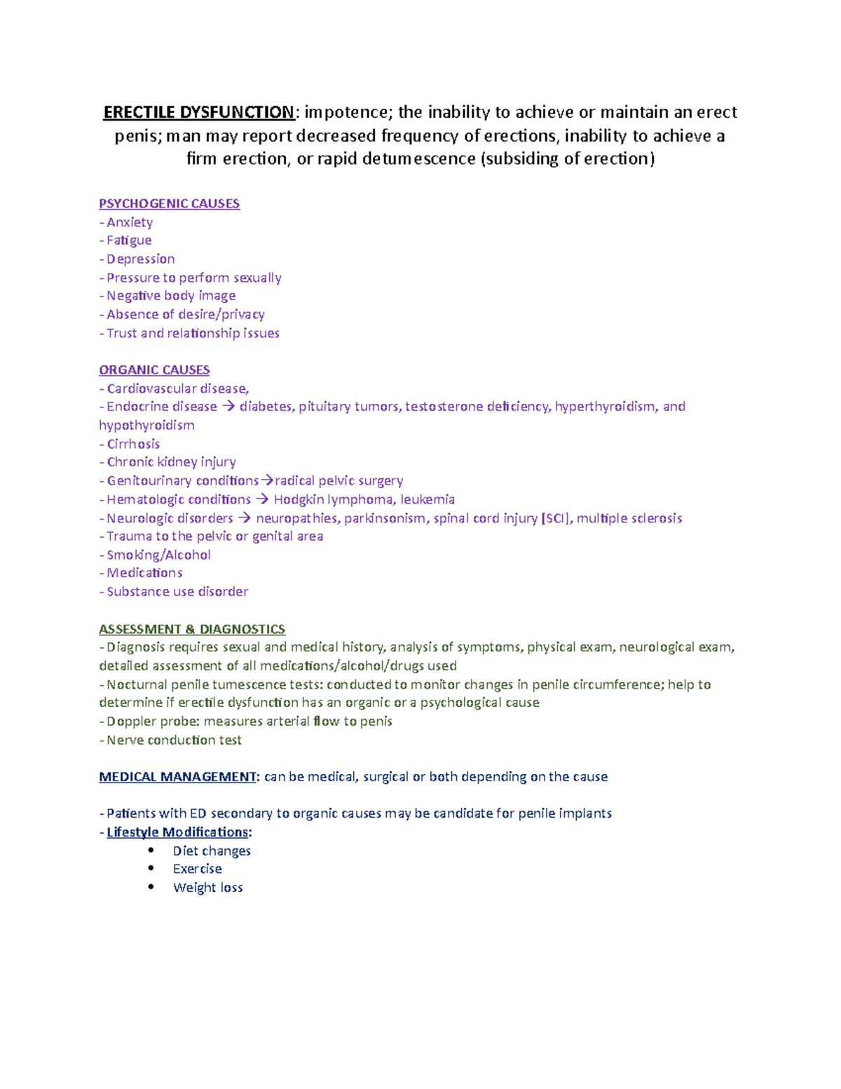 Erectile Dysfunction Concept MAP - ERECTILE DYSFUNCTION: impotence; the ...