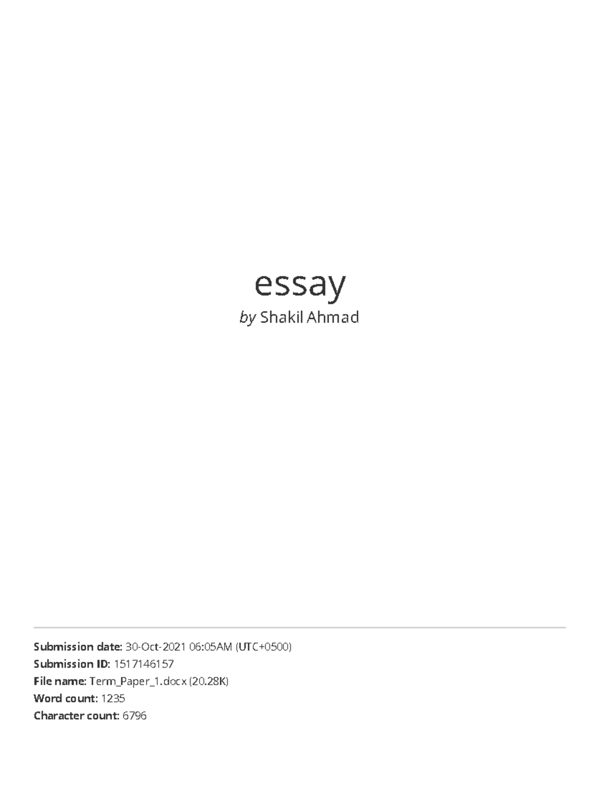 Essay - QWDC WDC DC DC D DV FV - essay by Shakil Ahmad Submission date ...