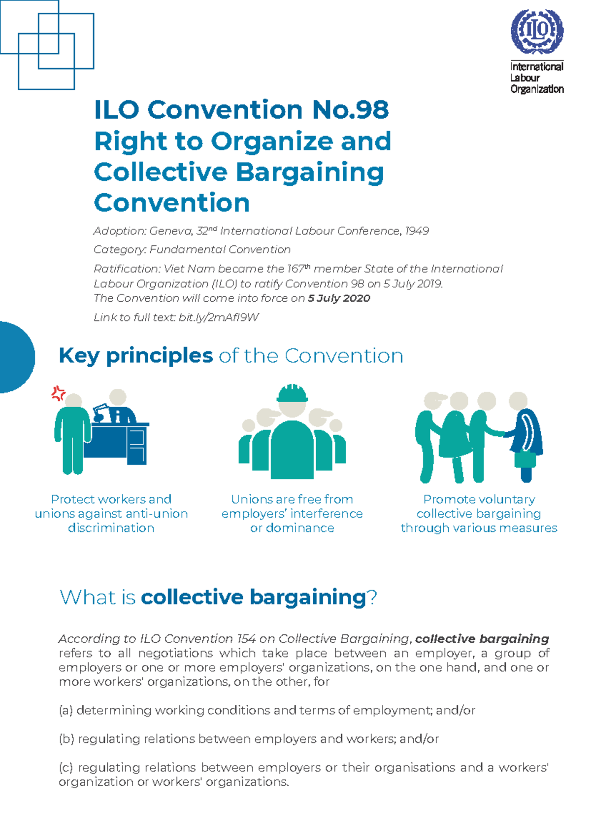ILO Convention No 98 - Right to Organize and Collective Bargaining Convention Key principles of ...