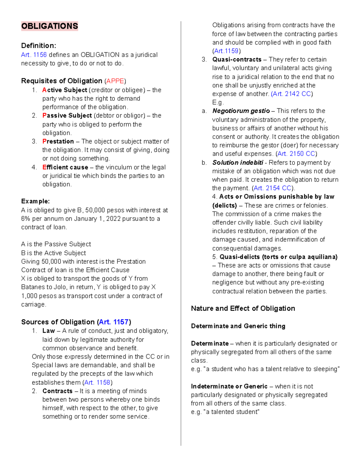 Oblicon AE 3 - Goodluck - OBLIGATIONS Definition: Art. 1156 defines an ...