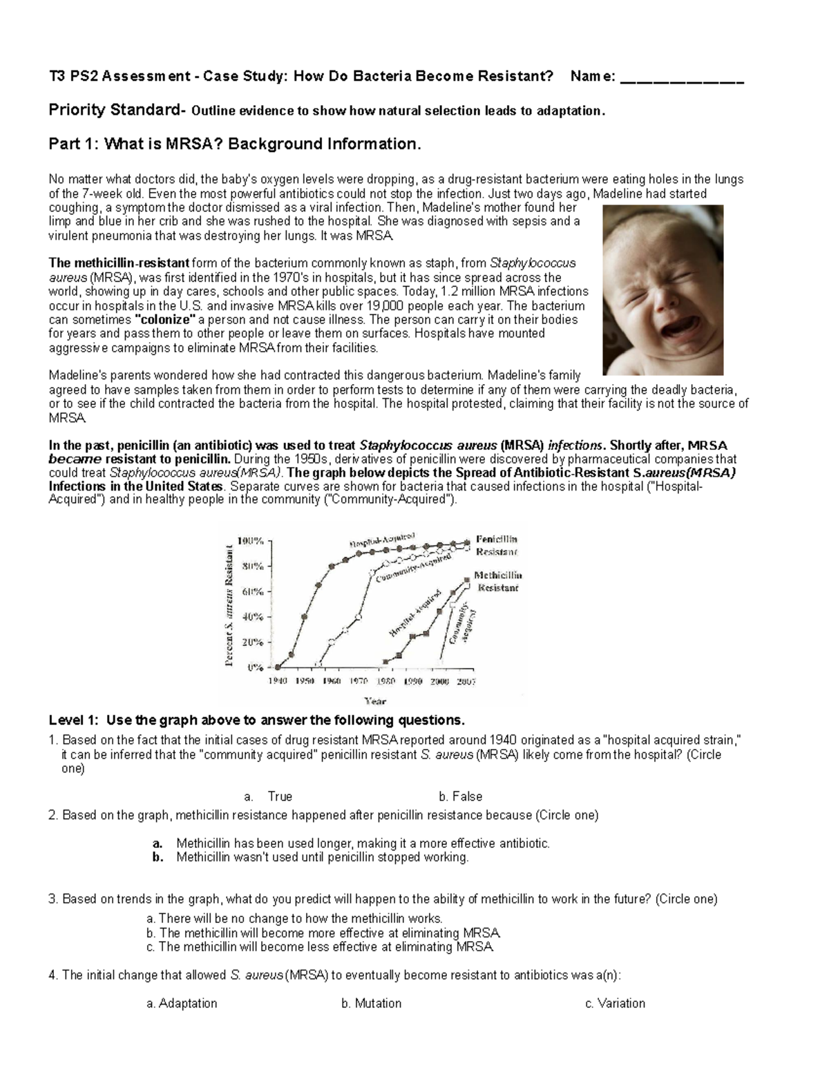 T3 PS2 MRSA Case Study (Natural Selection) Spring 2020 - T3 PS2 ...