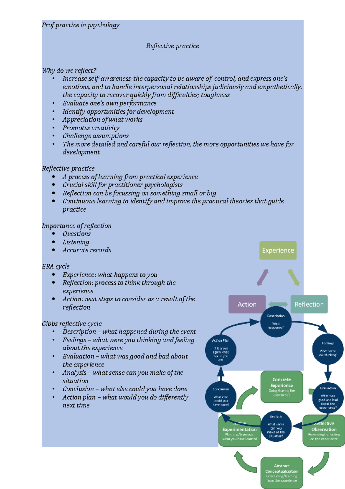 Reflective Practice in Psychology - Studocu