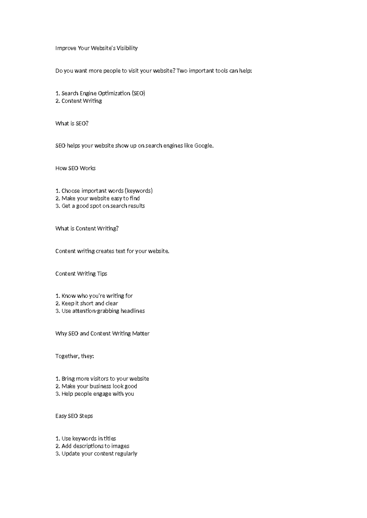 Contnet Writing - Improve Your Website's Visibility Do you want more ...