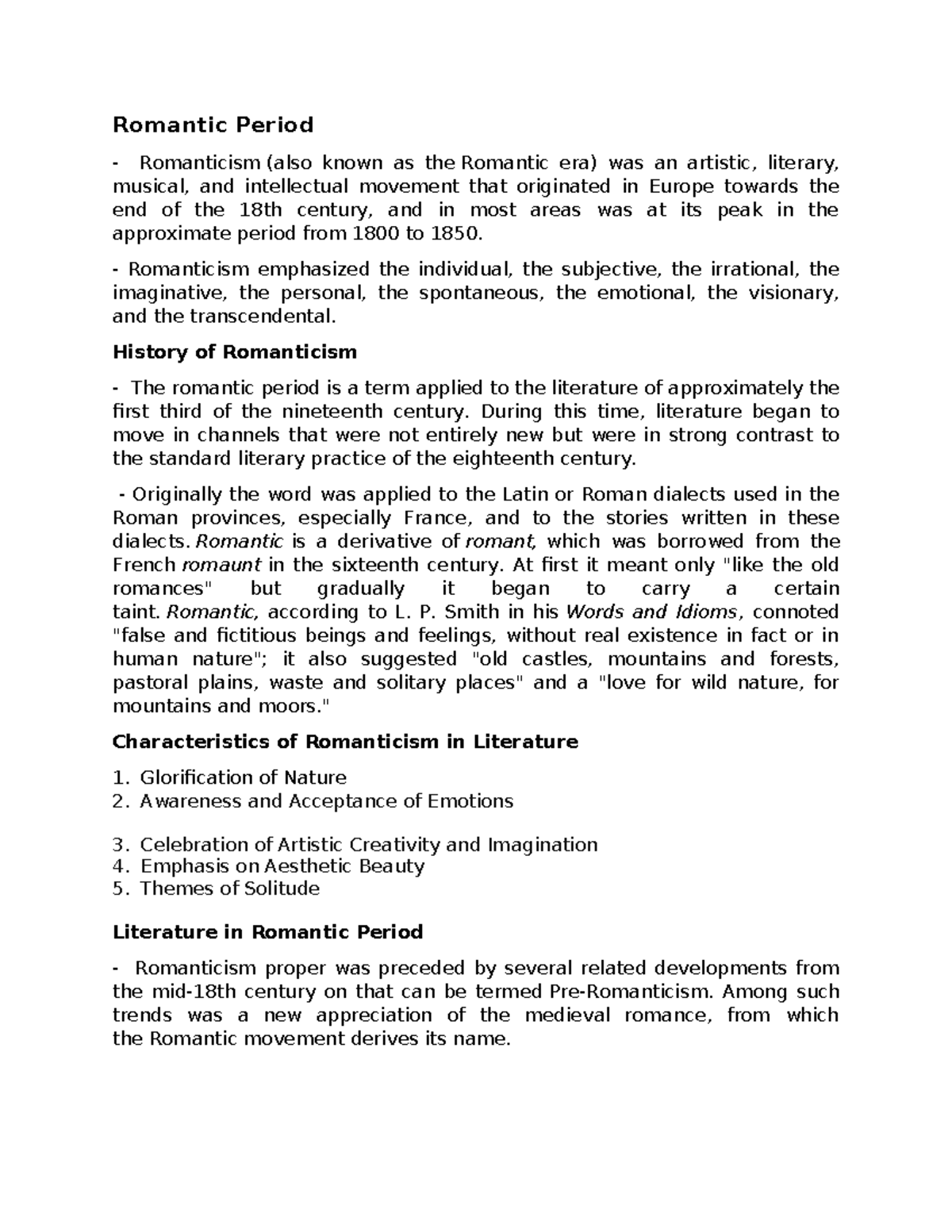 Romantic-Period - N/A - Romantic Period Romanticism (also known as the ...