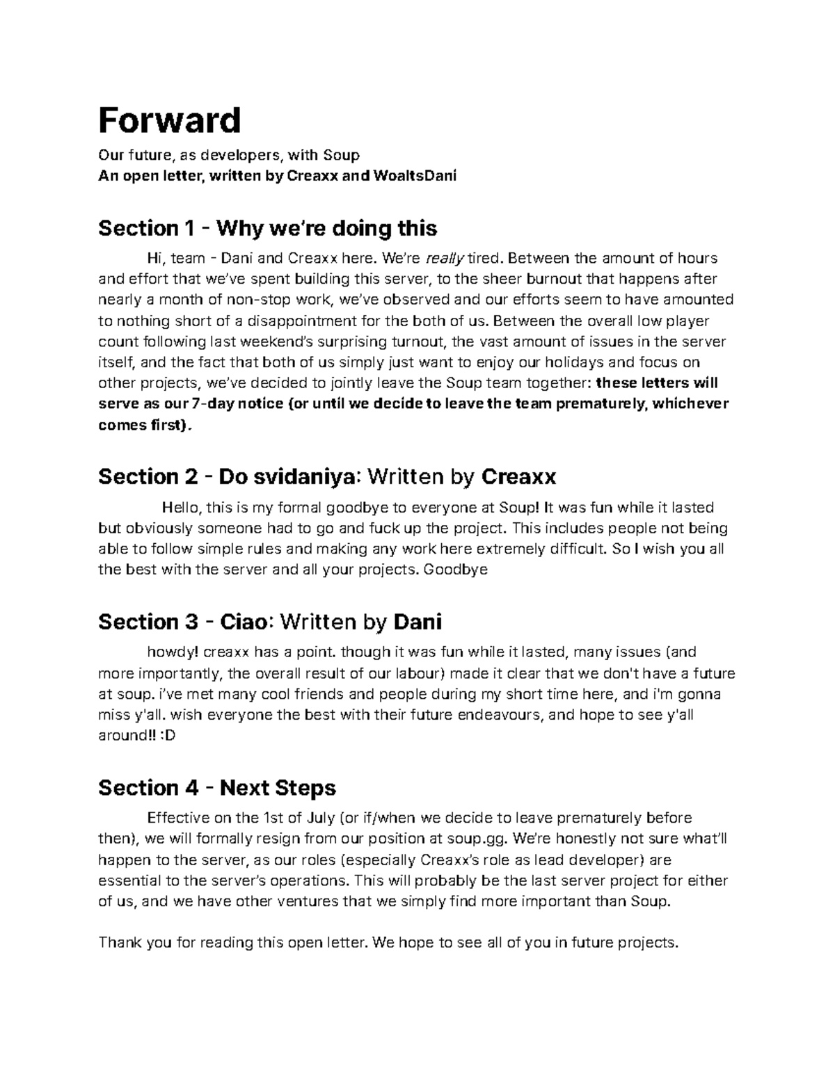 Forward - saddsa - Forward Our future, as developers, with Soup An open ...