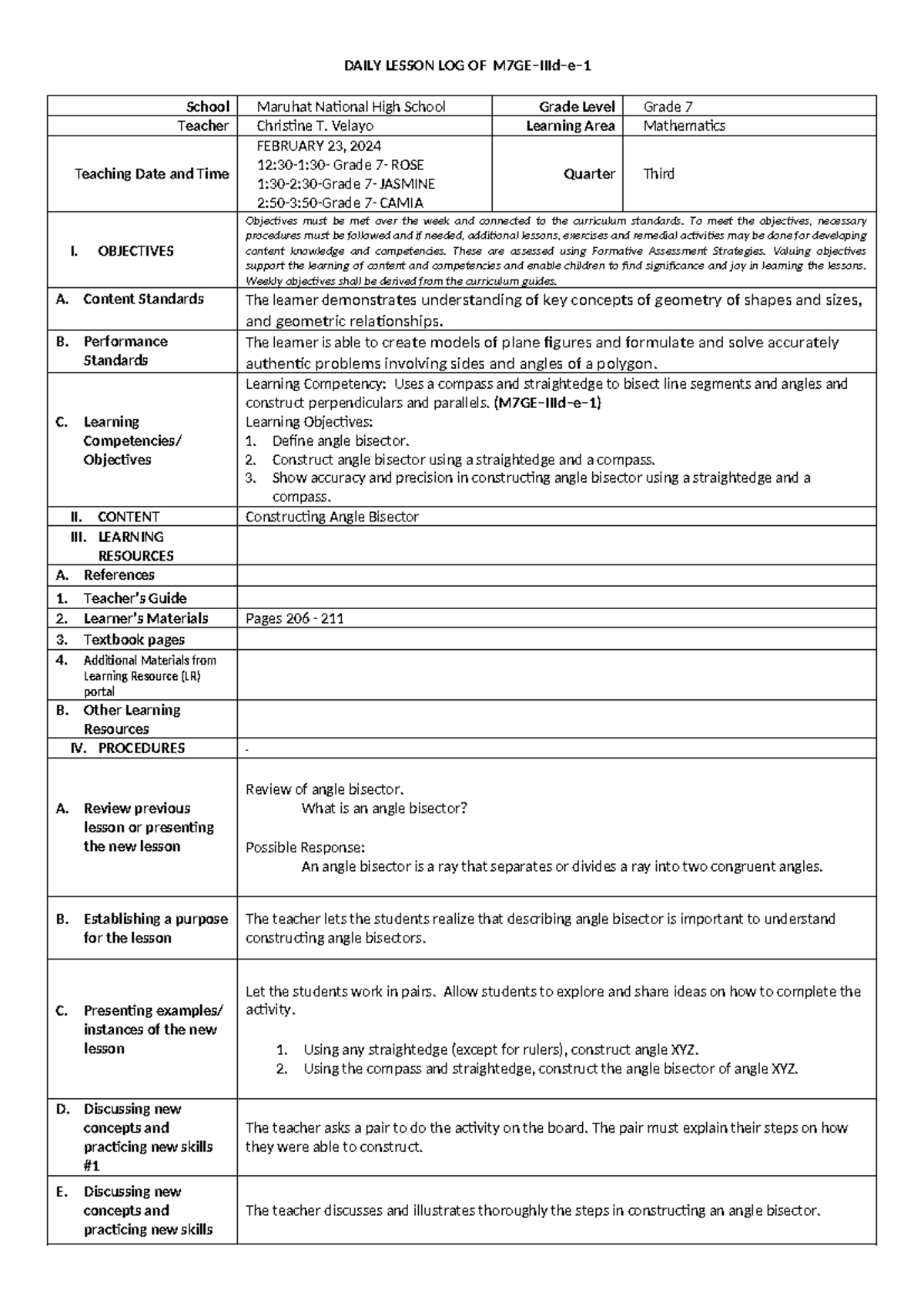 III-DAY 15 - DAILY LESSON LOG OF M7GE–IIId–e– School Maruhat National ...