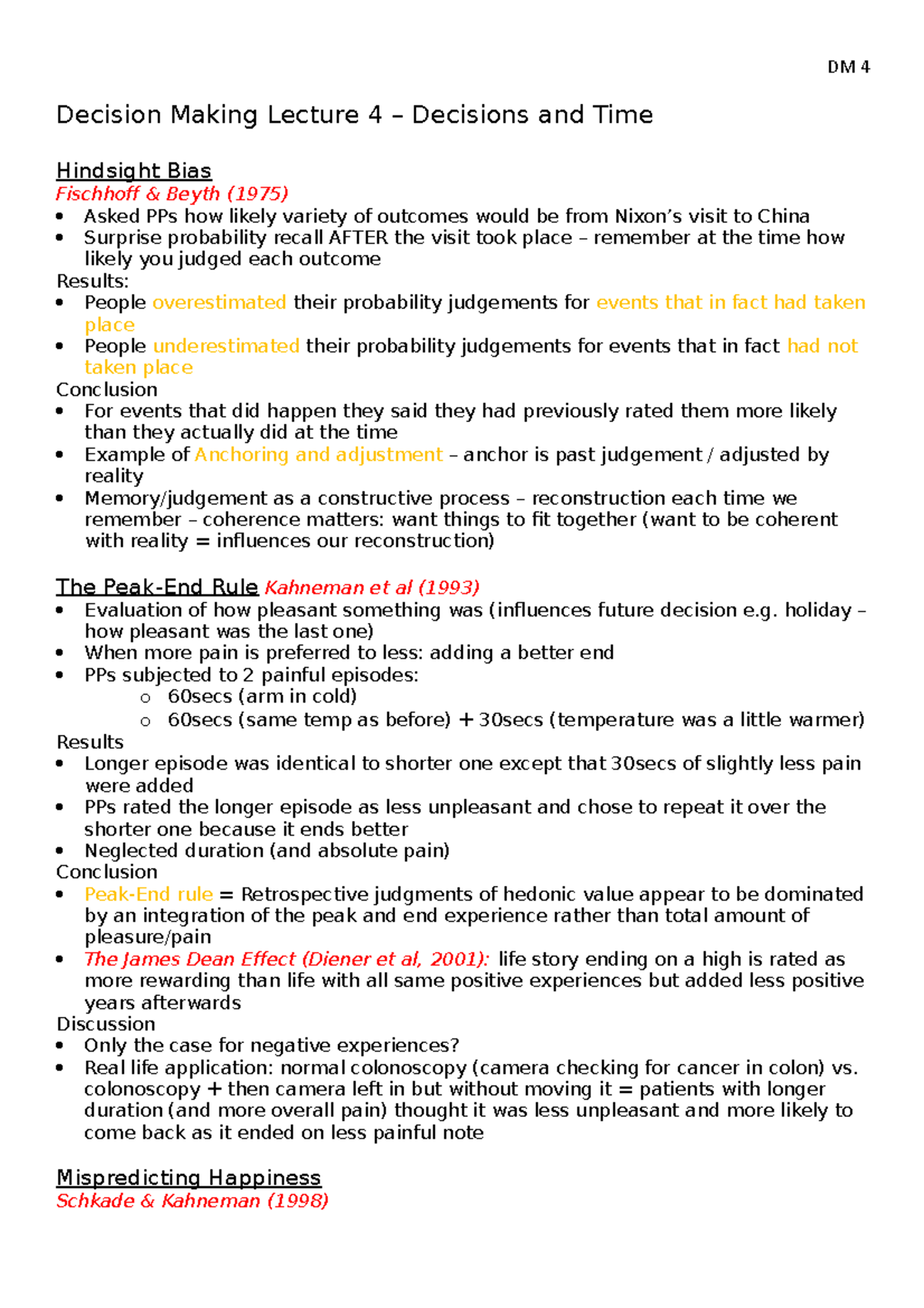 Decision Making Lecture 4 notes - Decision and Time - DM 4 Decision ...