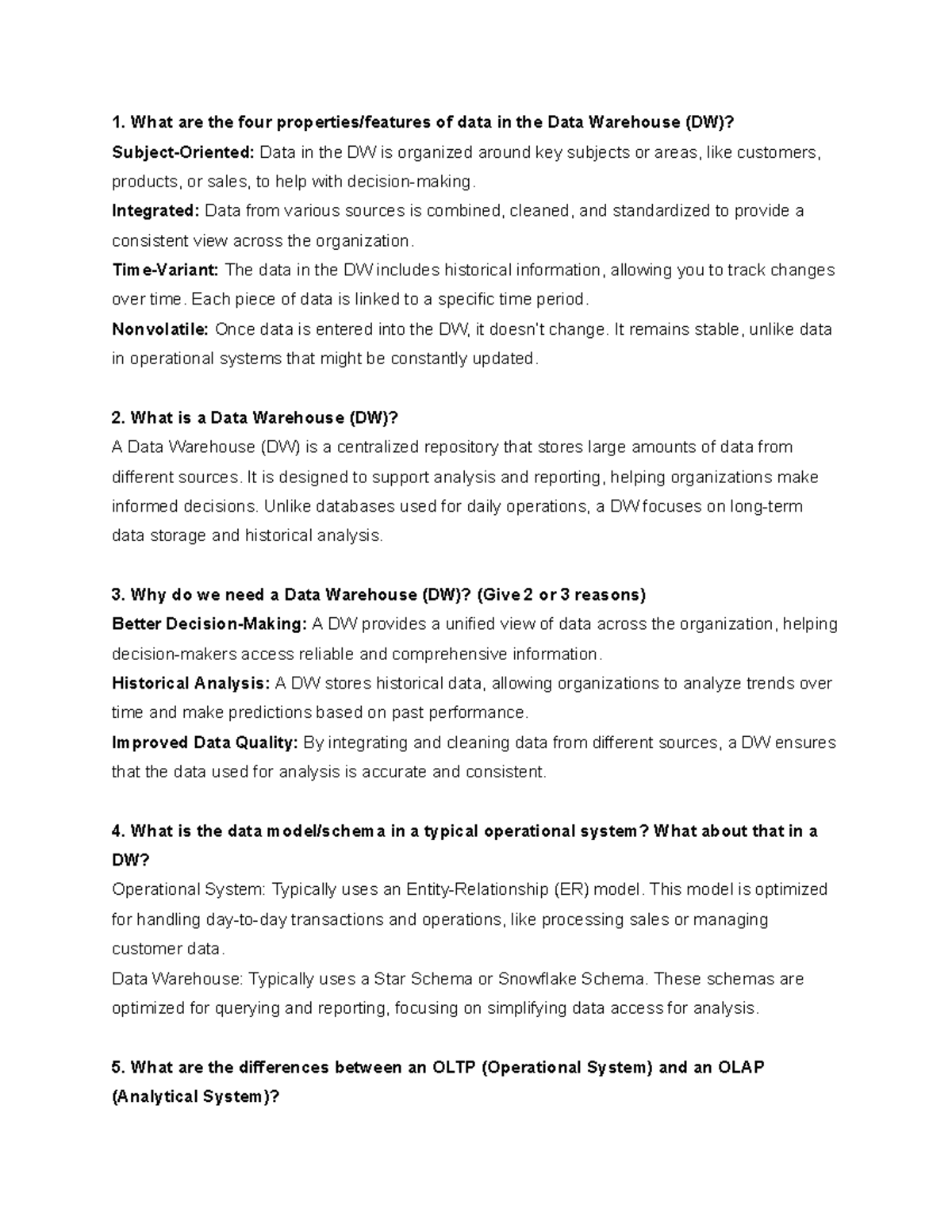 Cis 409 Exercise 1 Lecture Notes What Are The Four Propertiesfeatures Of Data In The Data