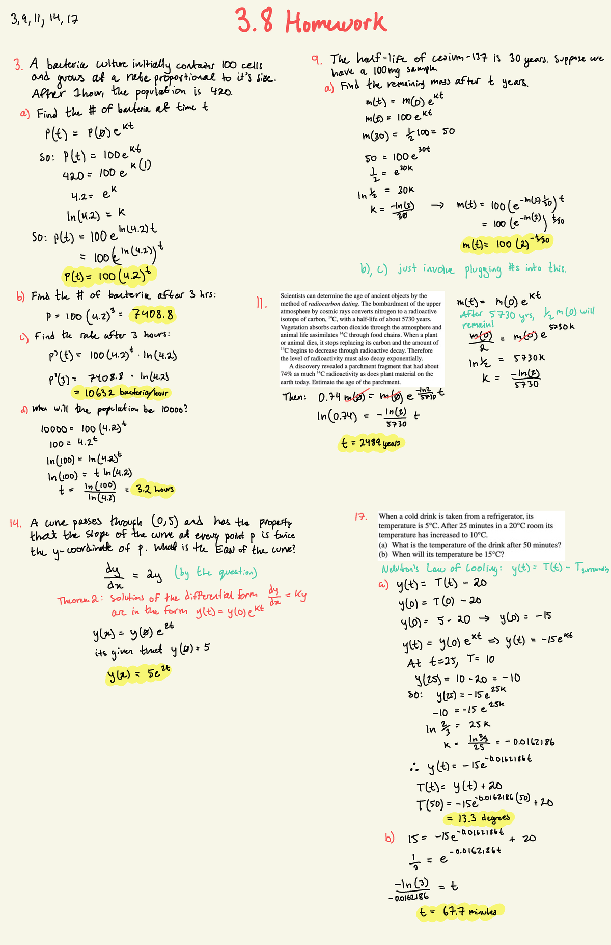 3.8 Problems - CALC II HMWRK - REVIEW AND PRACTICE - 3,411,1417 3 ...