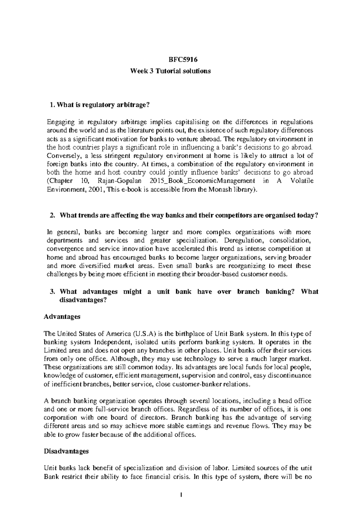 Week 3 - Tutorial Solutions - 1 BFC Week 3 Tutorial solutions What is ... Week 3 - Tutorial Solutions - 1 BFC Week 3 Tutorial solutions What is ...