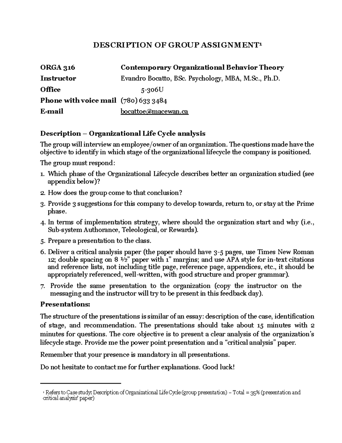 3 Description of Group Assignment Corporate Life Cycle (1 ...