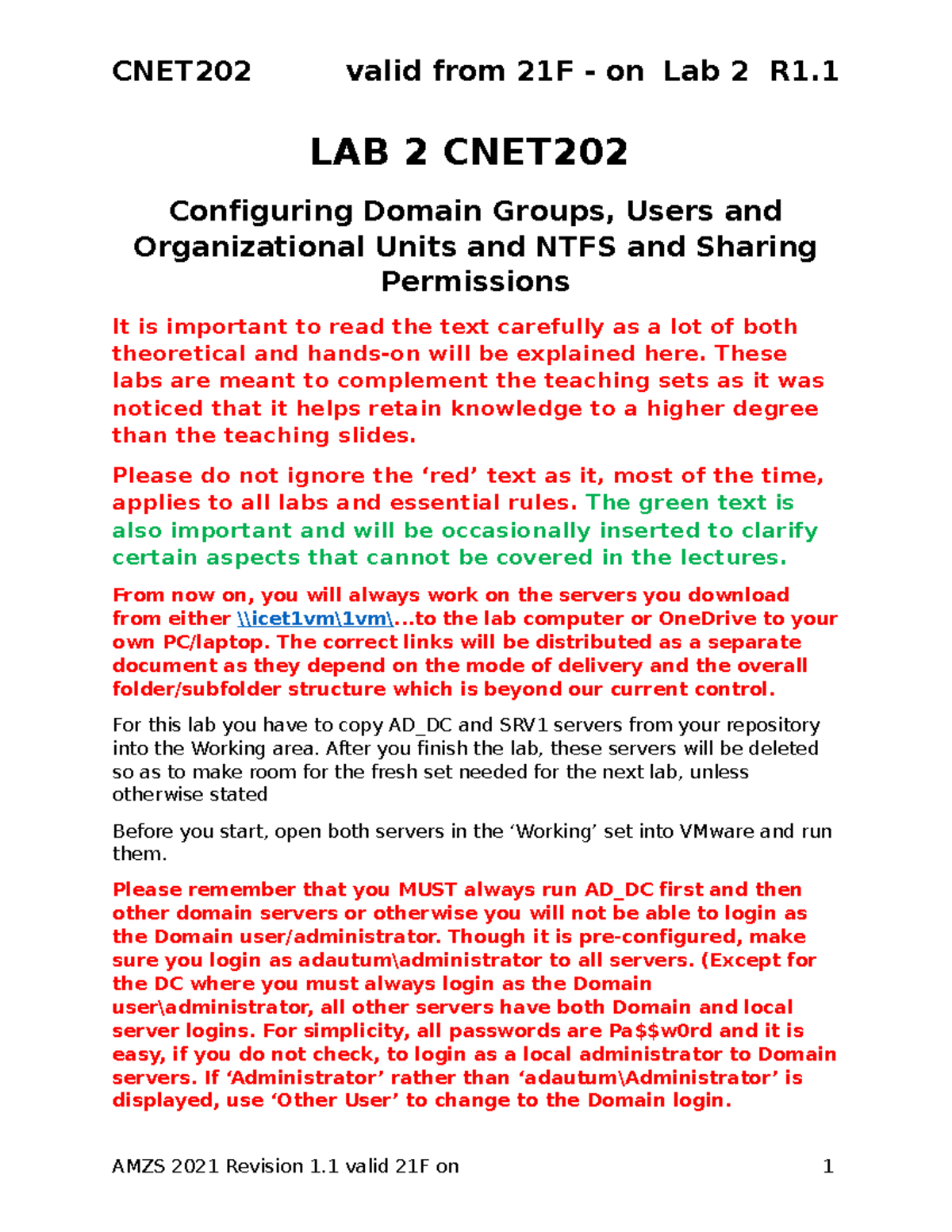 LAB2 - Practical file - LAB 2 CNET Configuring Domain Groups, Users and Organizational Units and ...