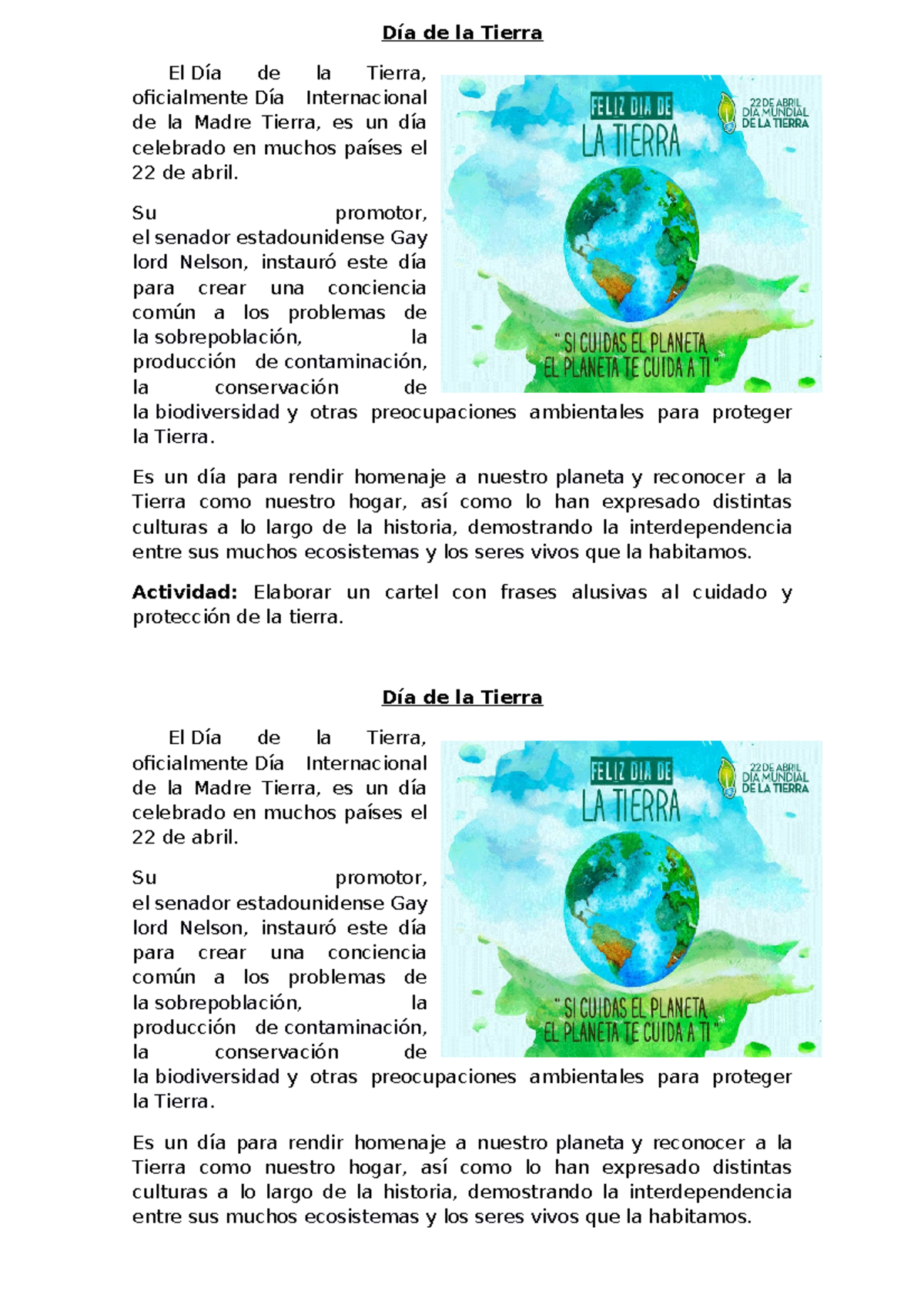 Día Internacional de la Tierra - Día de la Tierra El Día de la Tierra ...