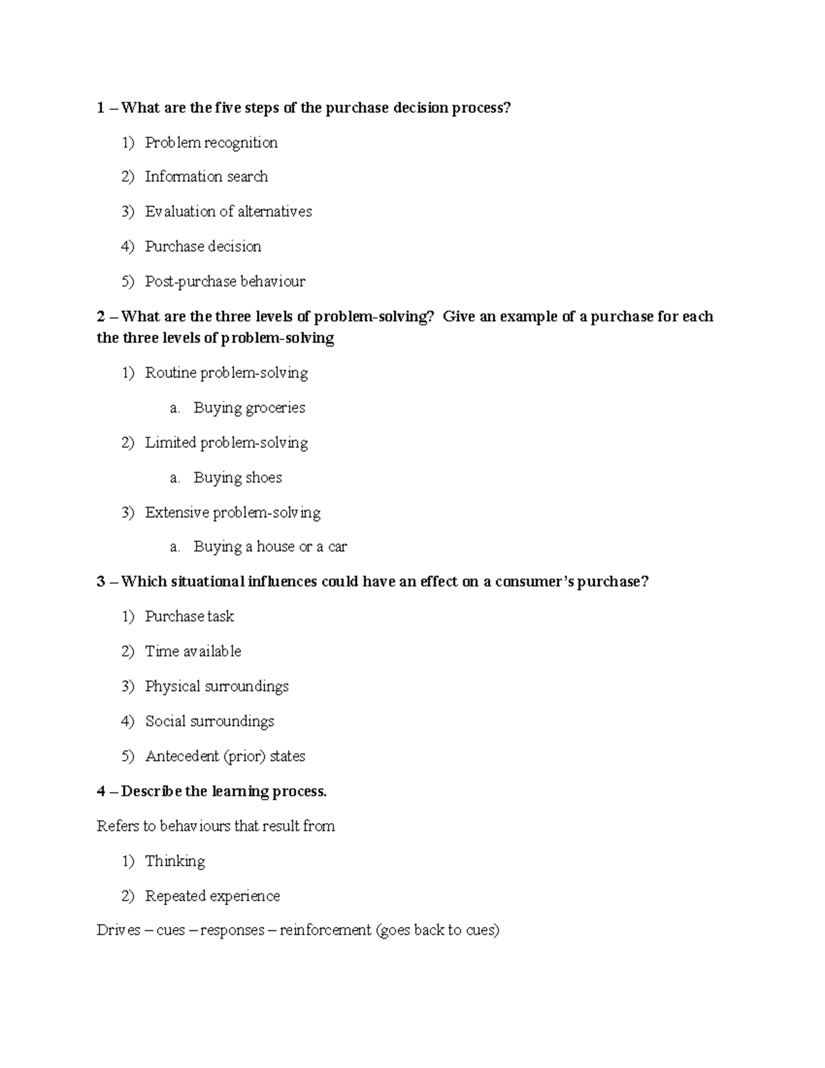 C 5 Questions 1 What Are The Five Steps Of The Purchase Decision