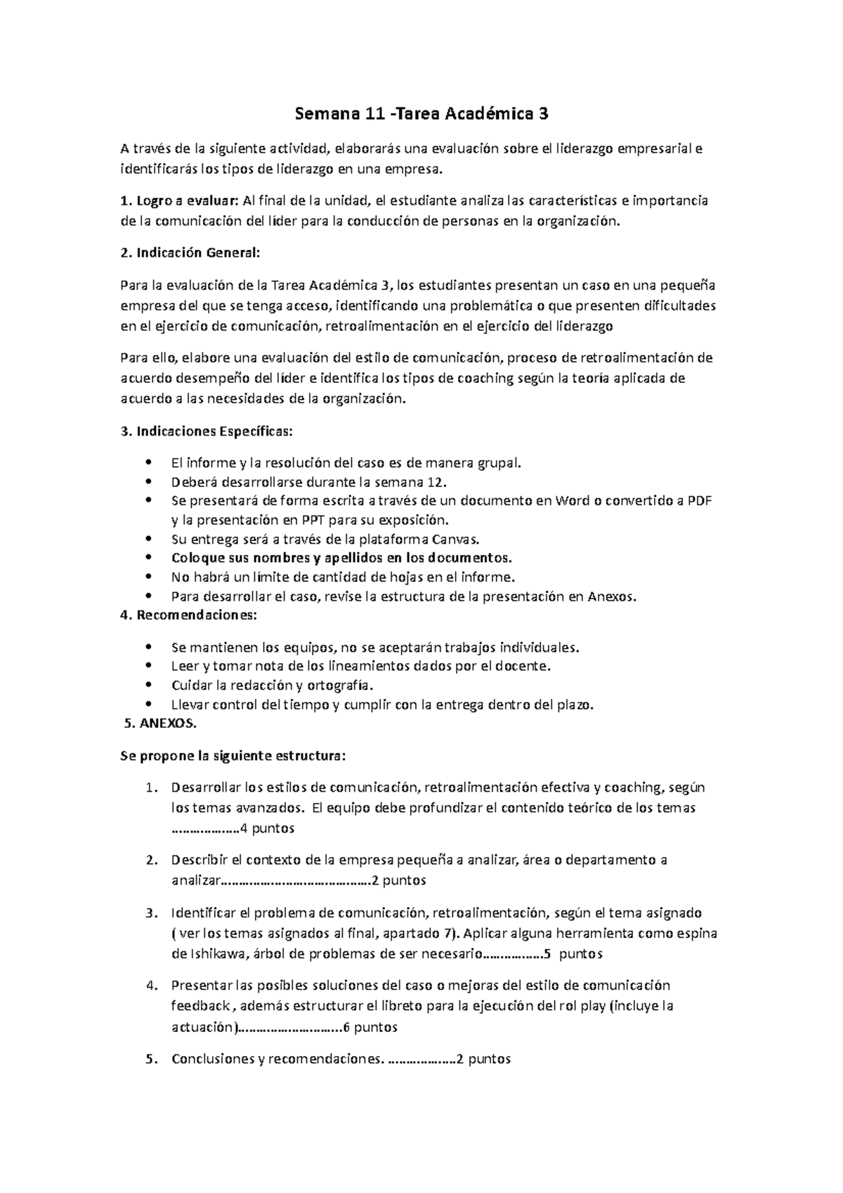 TA3 Liderazgo - Semana 11 -Tarea Académica 3 A través de la siguiente ...